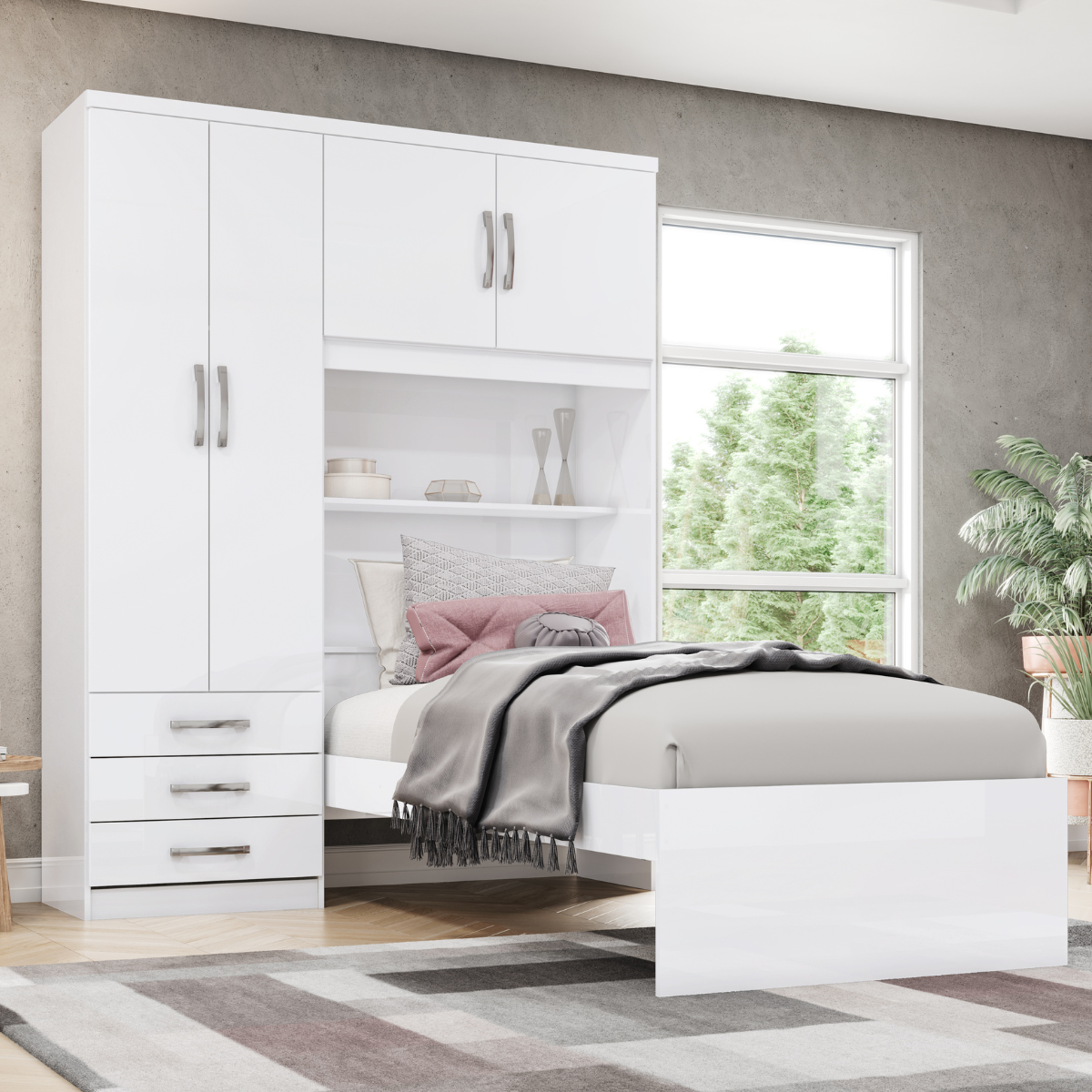 Roupeiro Cravo com 4 Portas 3 Gavetas D134-10 Branco - Henn - Roupeiro Cravo com 4 Portas 3 ...