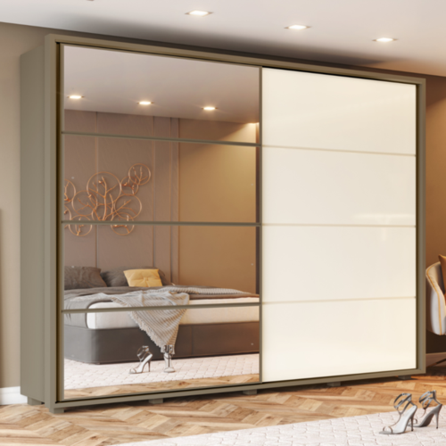 Roupeiro Cavic com Espelho 2 Portas Deslizantes 6 Gavetas D209-108 Duna ...