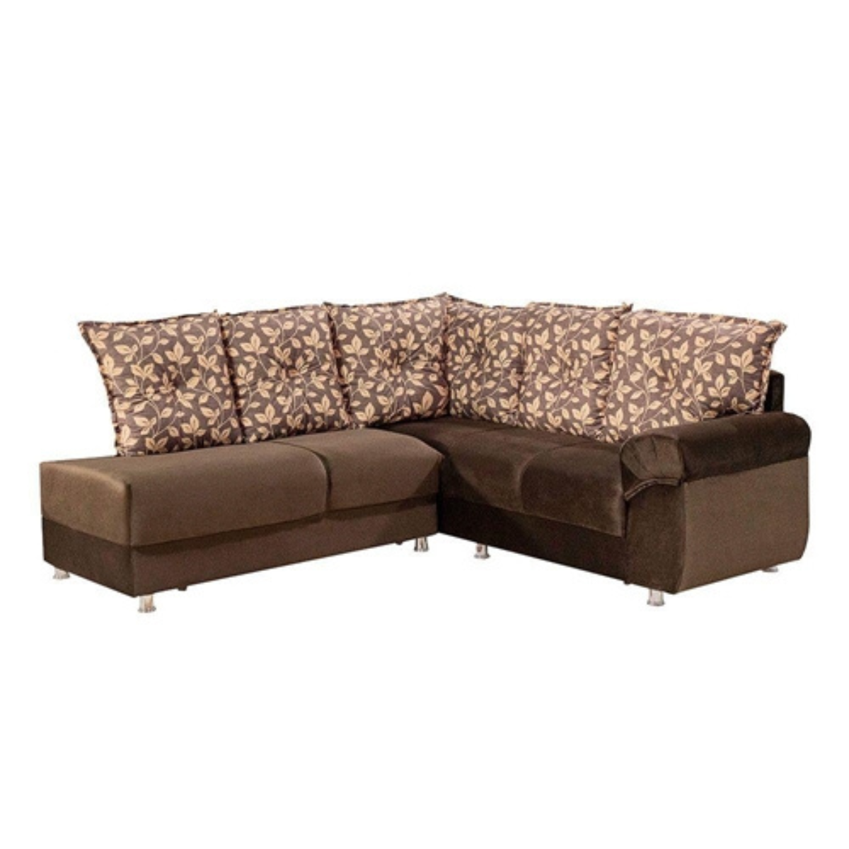 Estofado de Canto Chicago com 3x2 Lugares Suede Marrom Florido - Gazin - Estofado de Canto ...