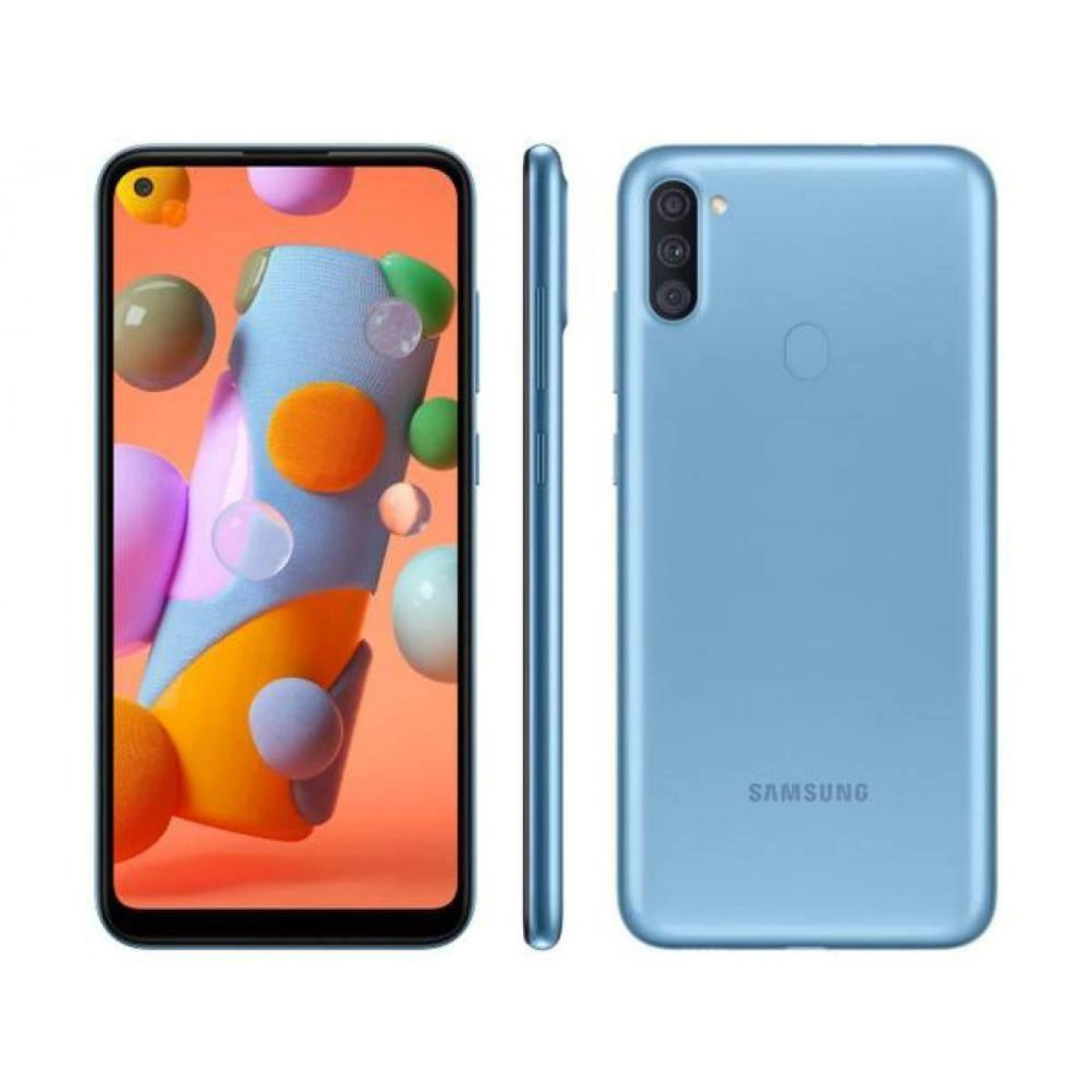 Smartphone Galaxy A11 64Gb Azul 4G - Octa-Core 3Gb Ram 6,4” Câm. Tripla ...