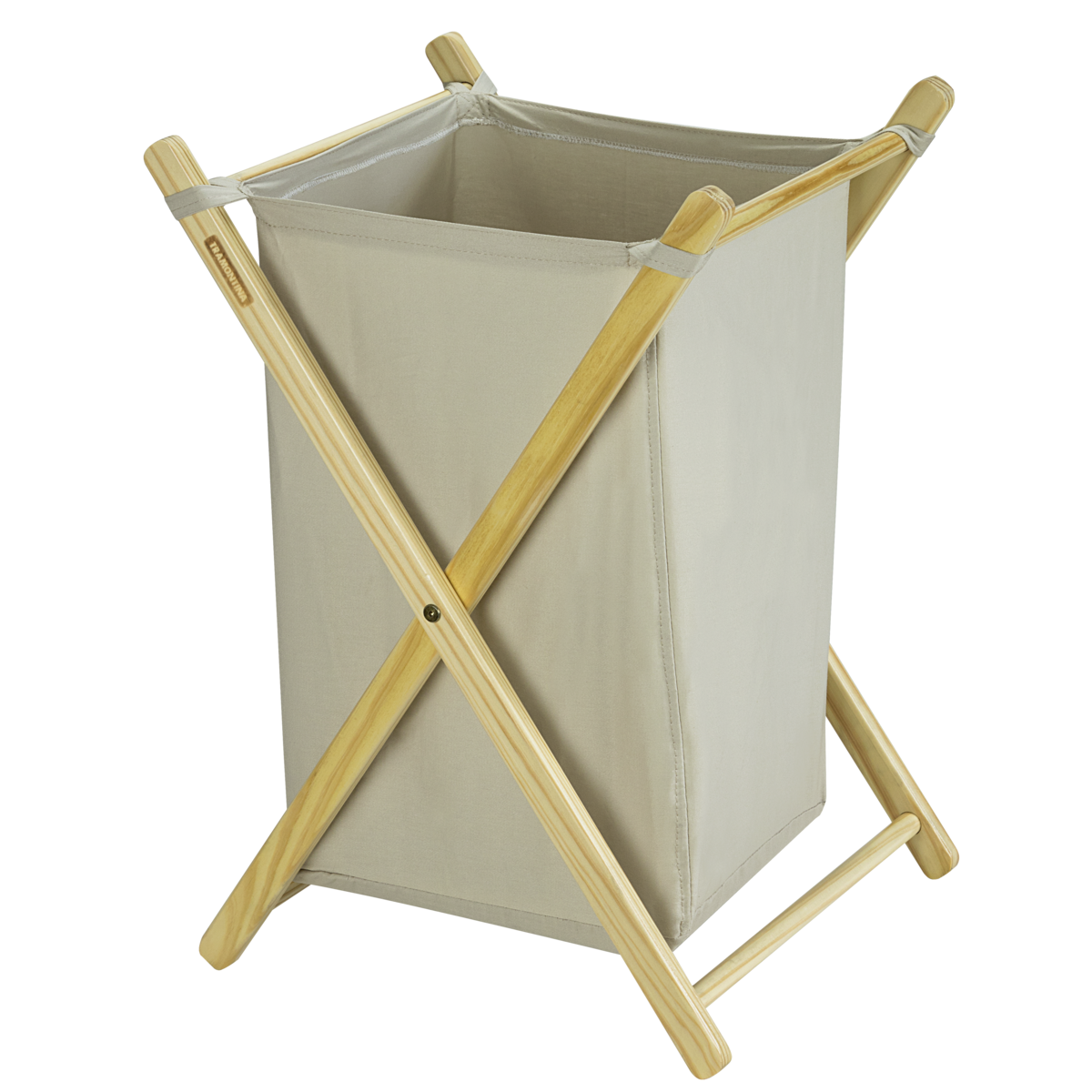 Cesto Multiuso com Estrutura em Madeira Maciça e Algodão Bege 42 L ...