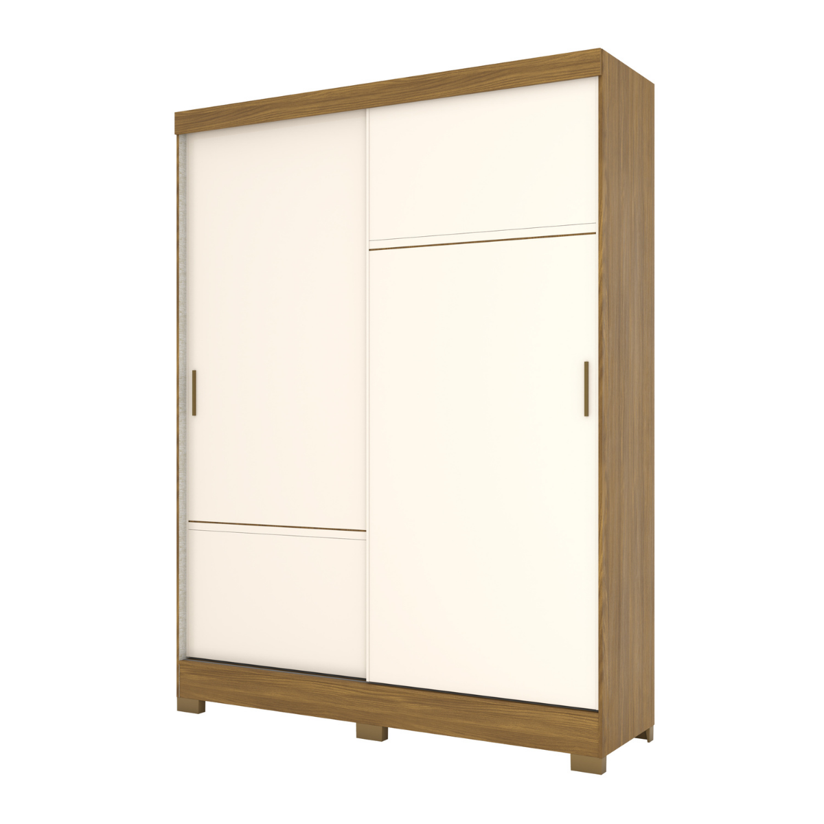 Roupeiro Briz 2 Portas Deslizante 2 Gavetas B56-127 Nature/Off White - Henn - Roupeiro Briz 2 ...
