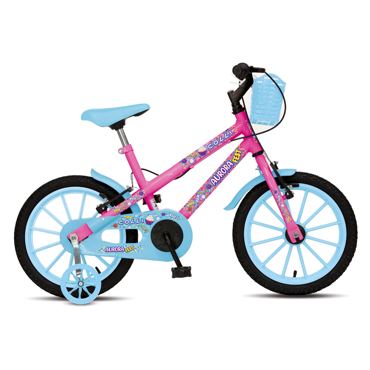 Bicicleta Infantil Aro 16 Aurora Fest Freio V-Brake 1 Marcha Cestinha ...