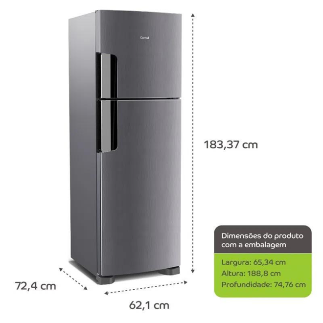 Geladeira Frost Free Duplex 386 litros com Altura Flex cor Inox CRM44AK- Consul - Geladeira ...