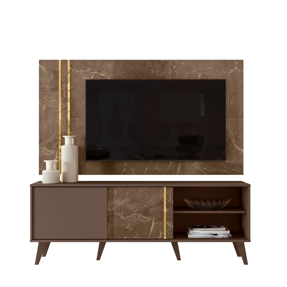 Combo Bancada com Painel Cronos para TV até 60 Polegadas Imperial/ Sépia- Madetec - Combo ...