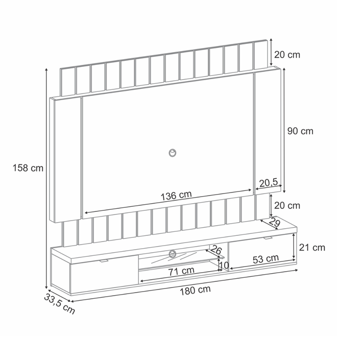 Painel para TV até 55 Polegadas Illusion Hb Móveis Preto/Nature - Painel para TV até 55 ...