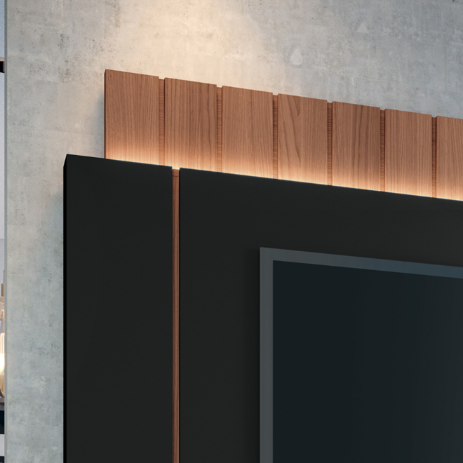 Painel para TV até 55 Polegadas Illusion Hb Móveis Preto/Nature - Painel para TV até 55 ...
