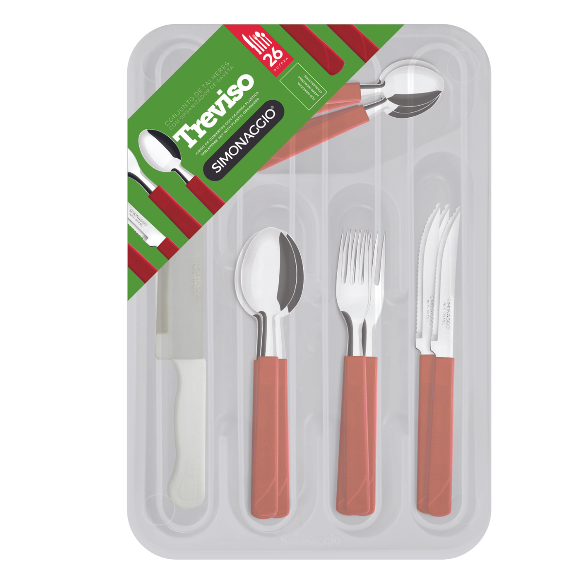 Conjunto de Talheres Treviso 26pcs Vermelho Simonaggio - Conjunto de ...