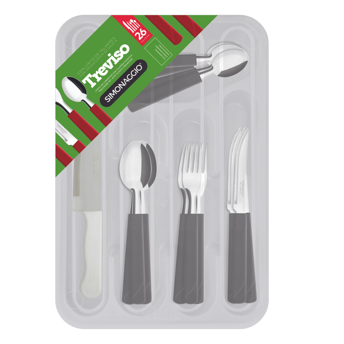 Conjunto de Talheres Treviso 26pcs Preto Simonaggio - Conjunto de ...