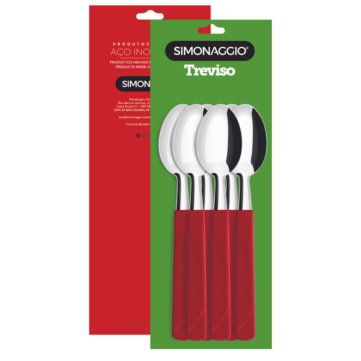Colher de Mesa Treviso 6pcs Vermelha Simonaggio - Colher de Mesa ...