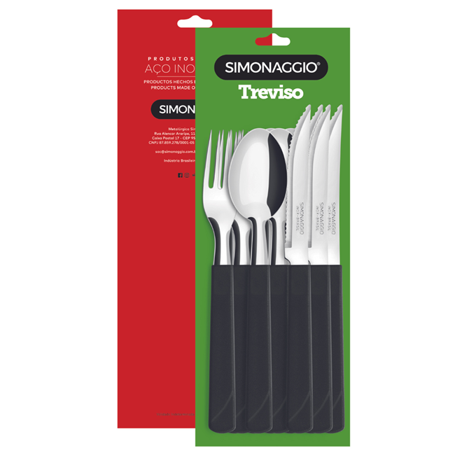 Jogo Talheres Treviso 6pcs Preto Simonaggio - Jogo Talheres Treviso ...