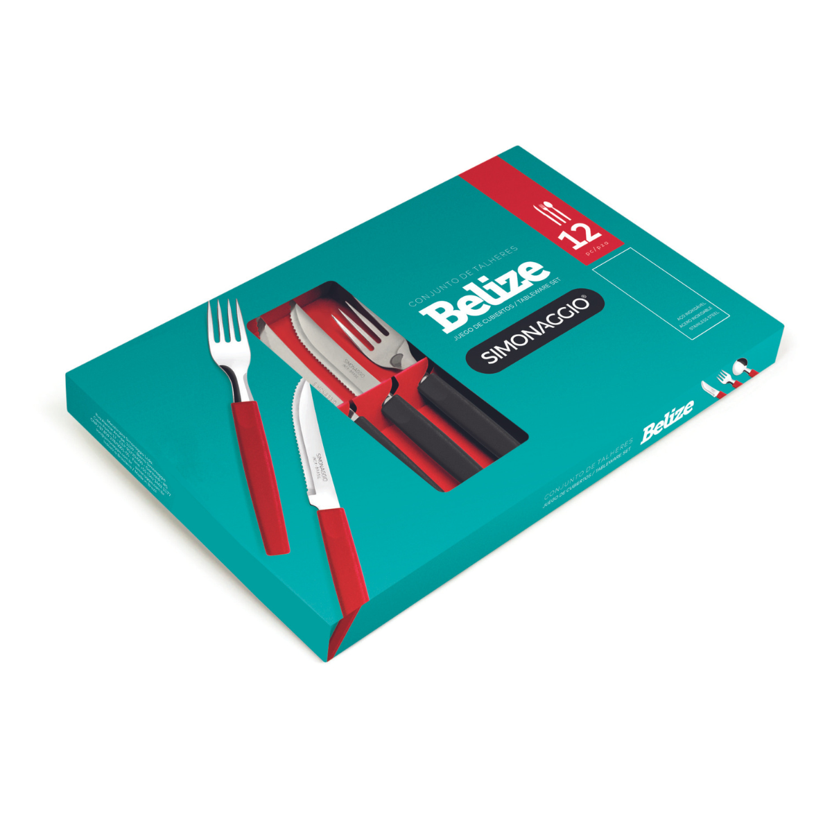 Conjunto de Talheres/Pote Belize 12pcs Preto Simonaggio - Conjunto de ...