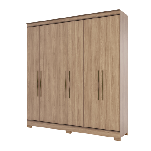 Roupeiro Briz 06 Portas 03 Gavetas Jequitiba Brilho/Castanho B358-200 ...