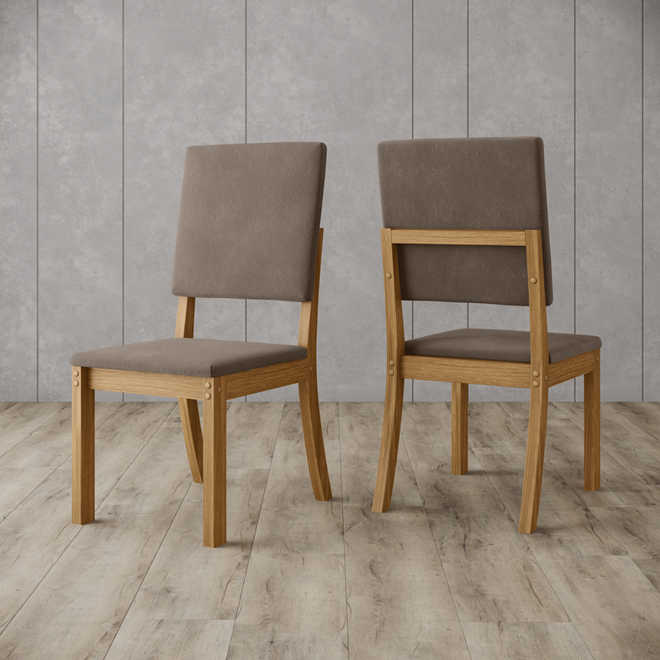 Conjunto de Mesa Natali Com 06 Cadeiras Milla Nature/Off White/Marrom ...