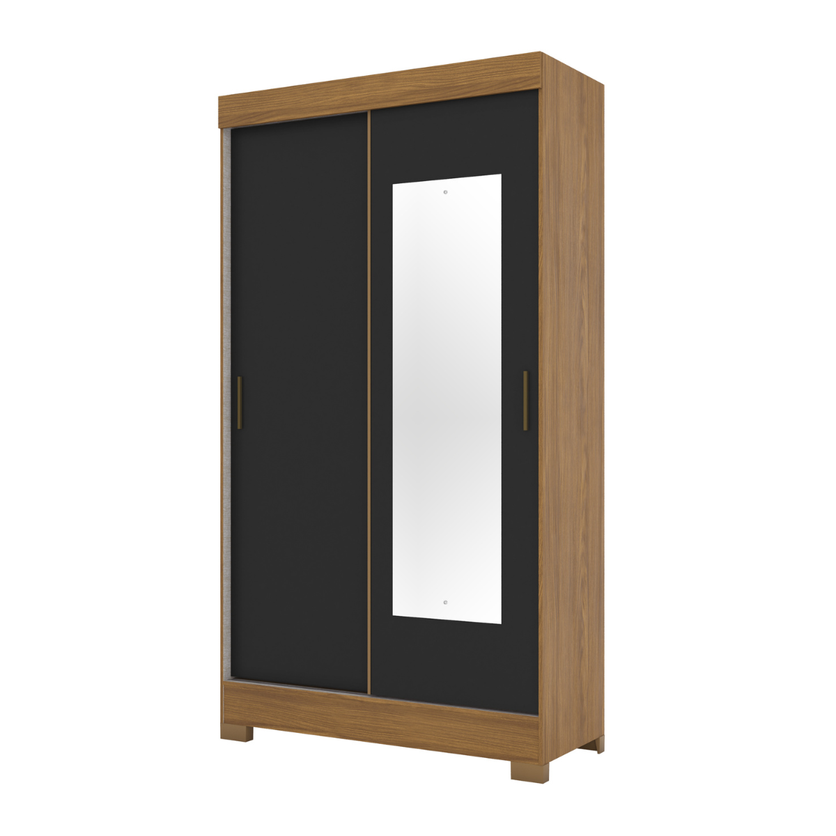 Roupeiro Briz 02 Portas Deslizantes Com Espelho Nature/Off White/Preto ...