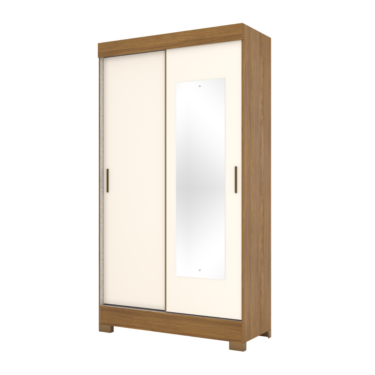 Roupeiro Briz 02 Portas Deslizantes Com Espelho Nature/Off White/Preto ...