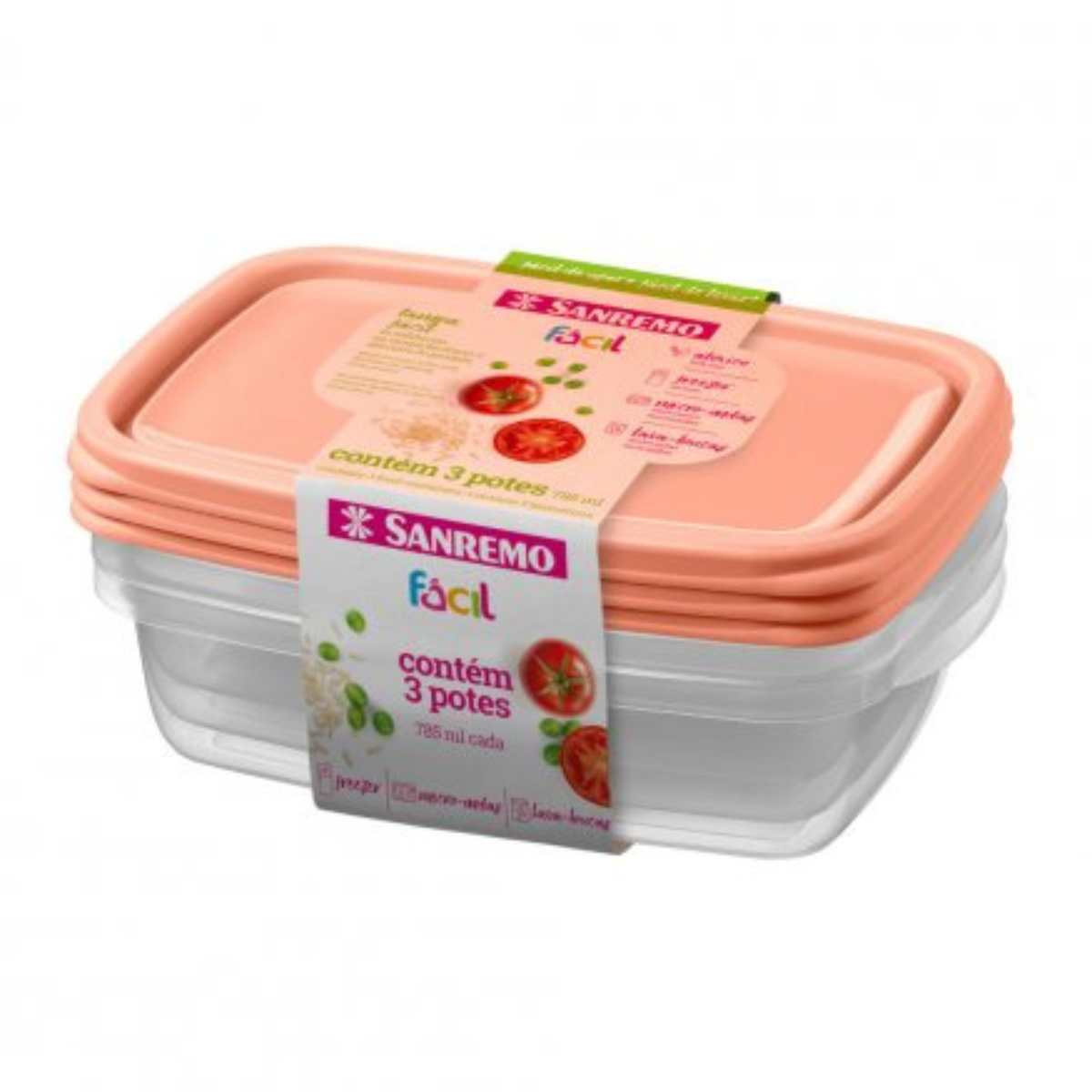 Kit 03 Potes Plásticos Retangulares Cores Variadas Azul ou Coral ...