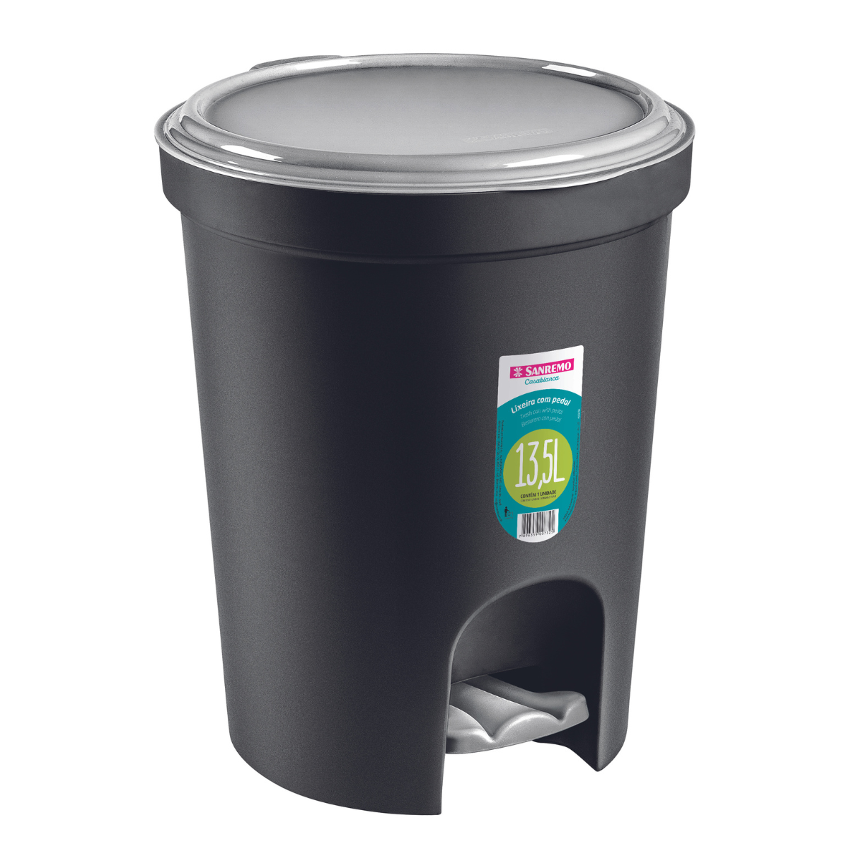 Lixeira Plástica Red Com Pedal 13,5 Litros Preto - Sanremo - Lixeira Plástica Red Com Pedal 13,5 ...