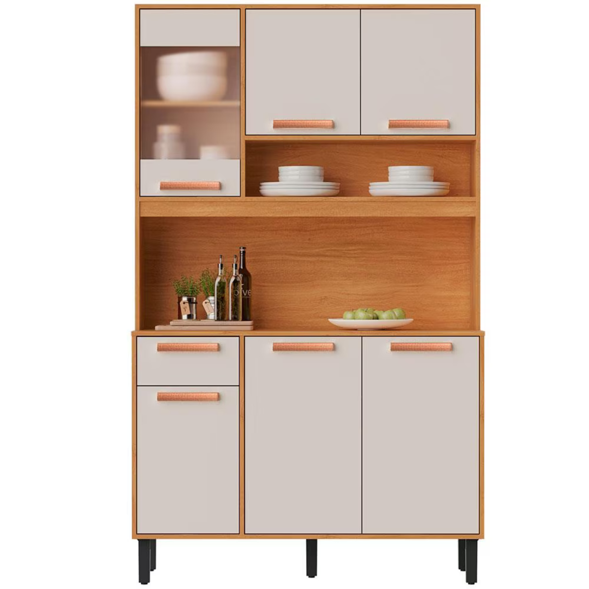 Kit Cozinha Nápoles com 06 Portas 01 Gaveta 120 Cinamomo/Off White ...