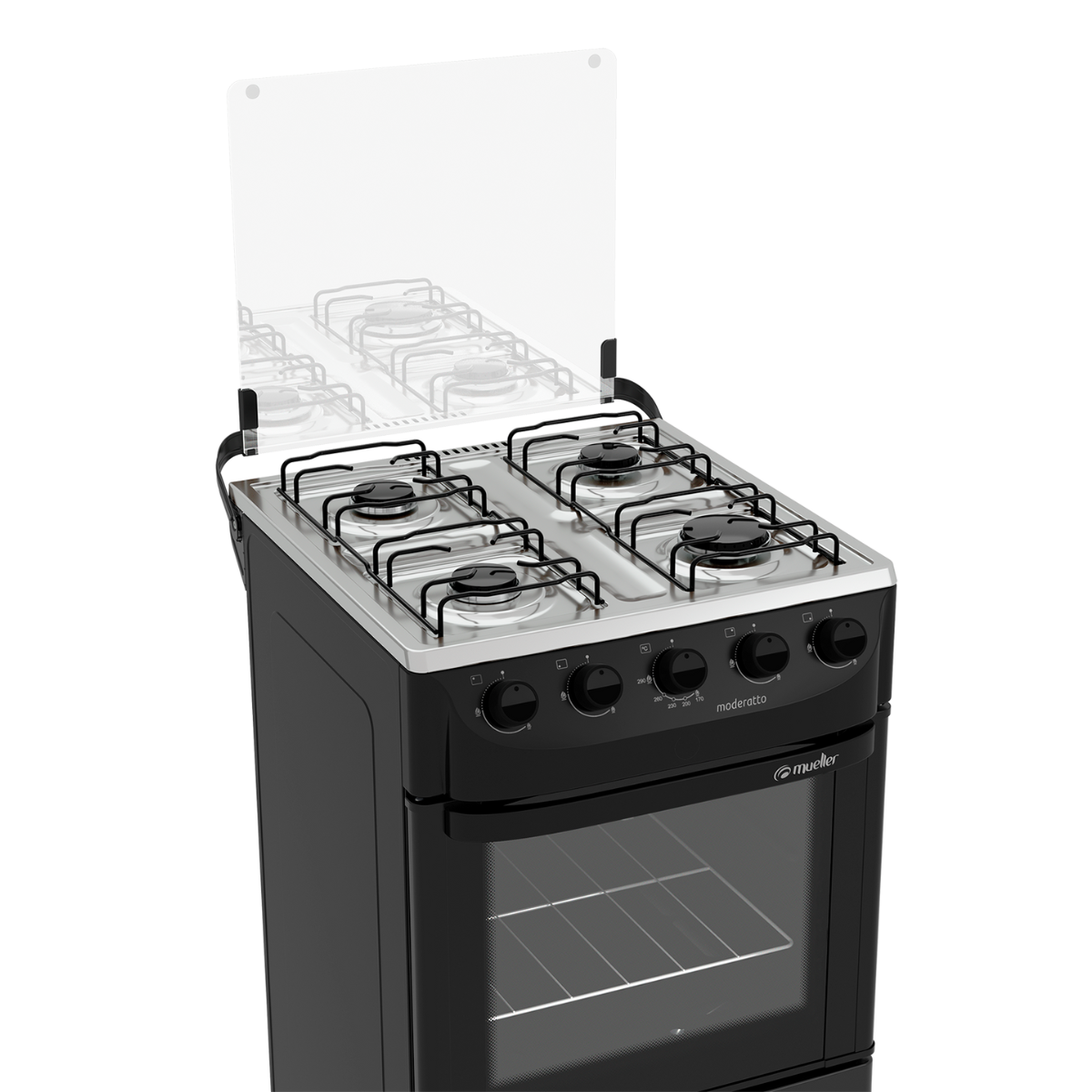 Fogão 04 Bocas Moderatto G6 Preto Fosco - Mueller - Fogão 04 Bocas ...
