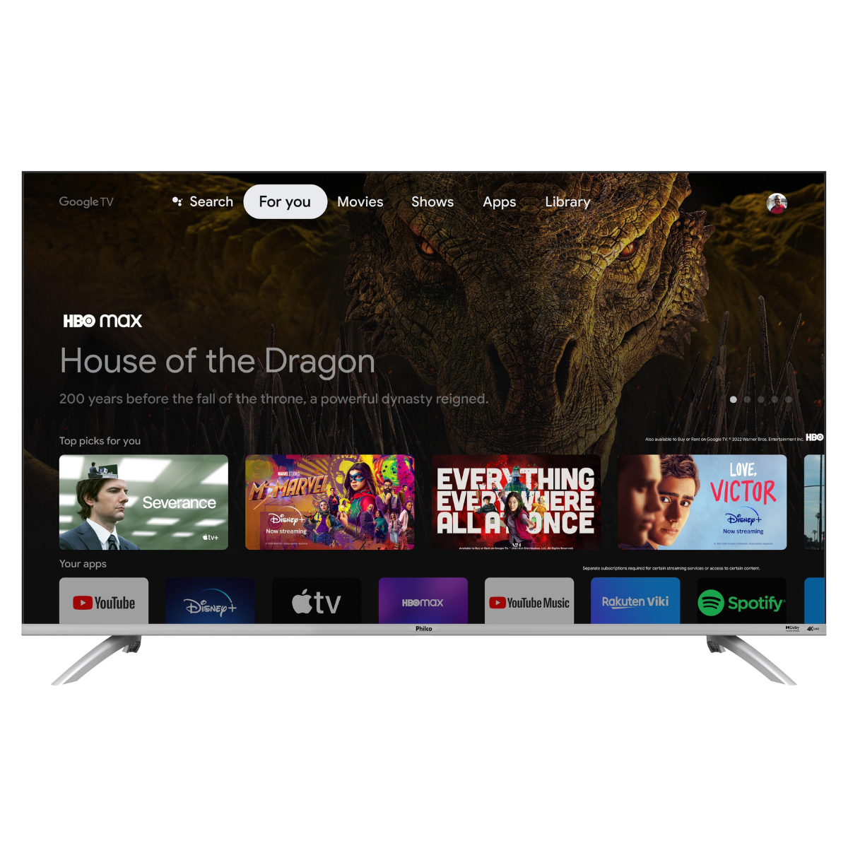 Smart TV 50 Polegadas Google UHD 4K LED Bivolt Prata PTV50G2SGTSSBL ...