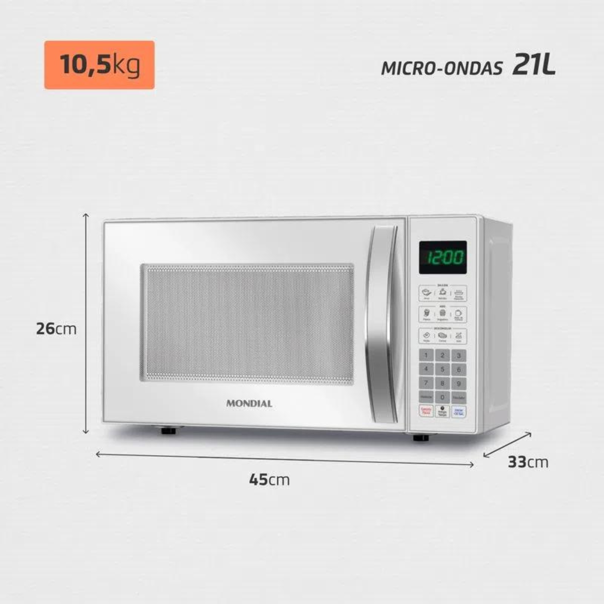 Forno Micro-ondas 21 Litros Branco MO-01-21-W - Mondial - Forno Micro ...