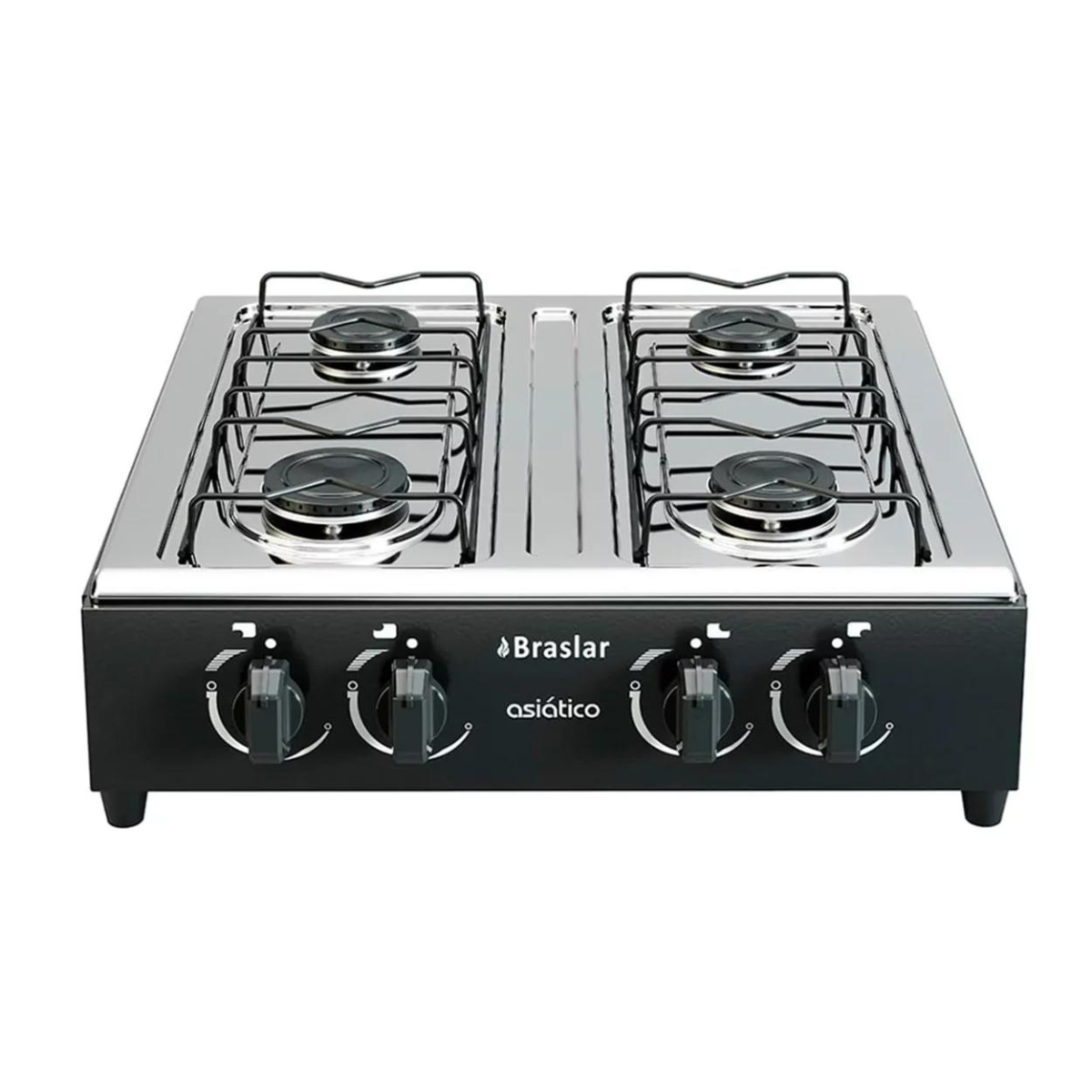 Fogão de Mesa Asiático JR com 04 Bocas Acendimento Manual Preto - Braslar - Fogão de Mesa ...