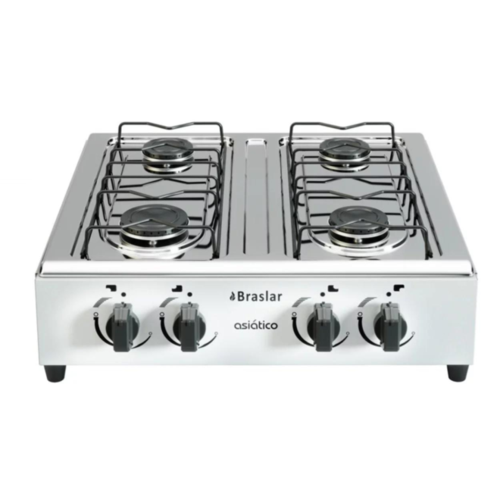Fogão de Mesa Asiático JR com 04 Bocas Acendimento Manual Branco - Braslar - Fogão de Mesa ...