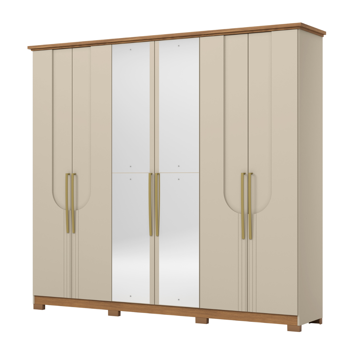 Roupeiro Magnus com Espelho 6 Portas 6 Gavetas D323-134 Nature/Areia ...