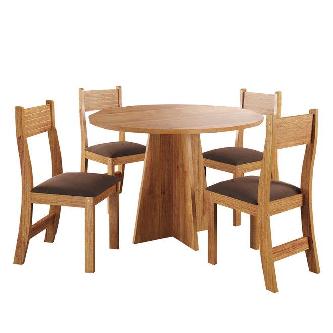 Conjunto de Mesa Slin com 04 Cadeiras Brisa Mel/Bombom/Veludo - Viero - Conjunto de Mesa Slin ...